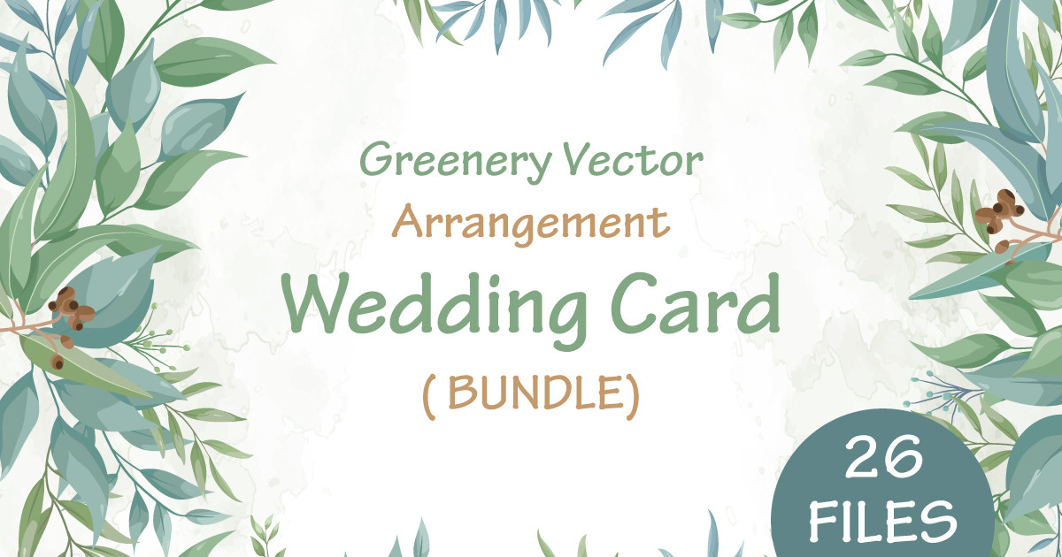 Greenery Vector Wedding Cards Bundle Bundle · Creative Fabrica