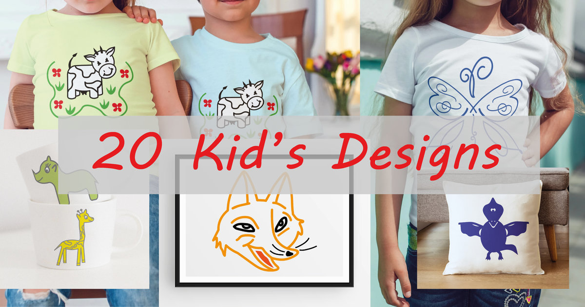20 Kid's Designs Bundle · Creative Fabrica