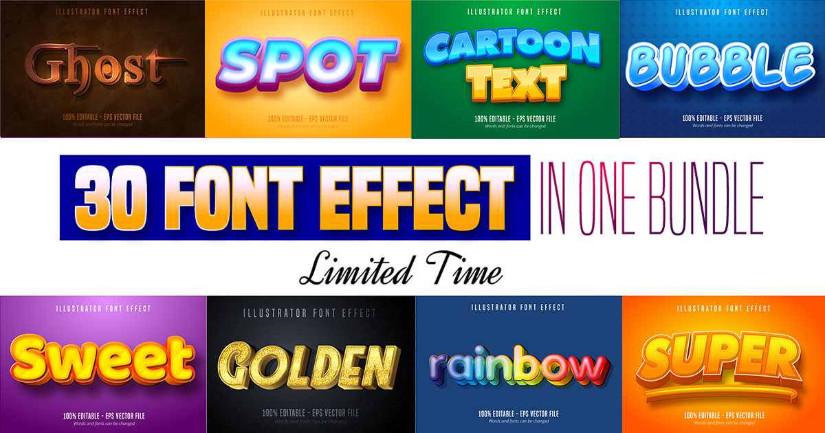 Cartoon Style Font Effect Bundle Vol.2 Bundle · Creative Fabrica