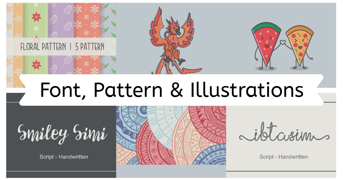 Fonts, Patterns & Illustrations Bundle · Creative Fabrica