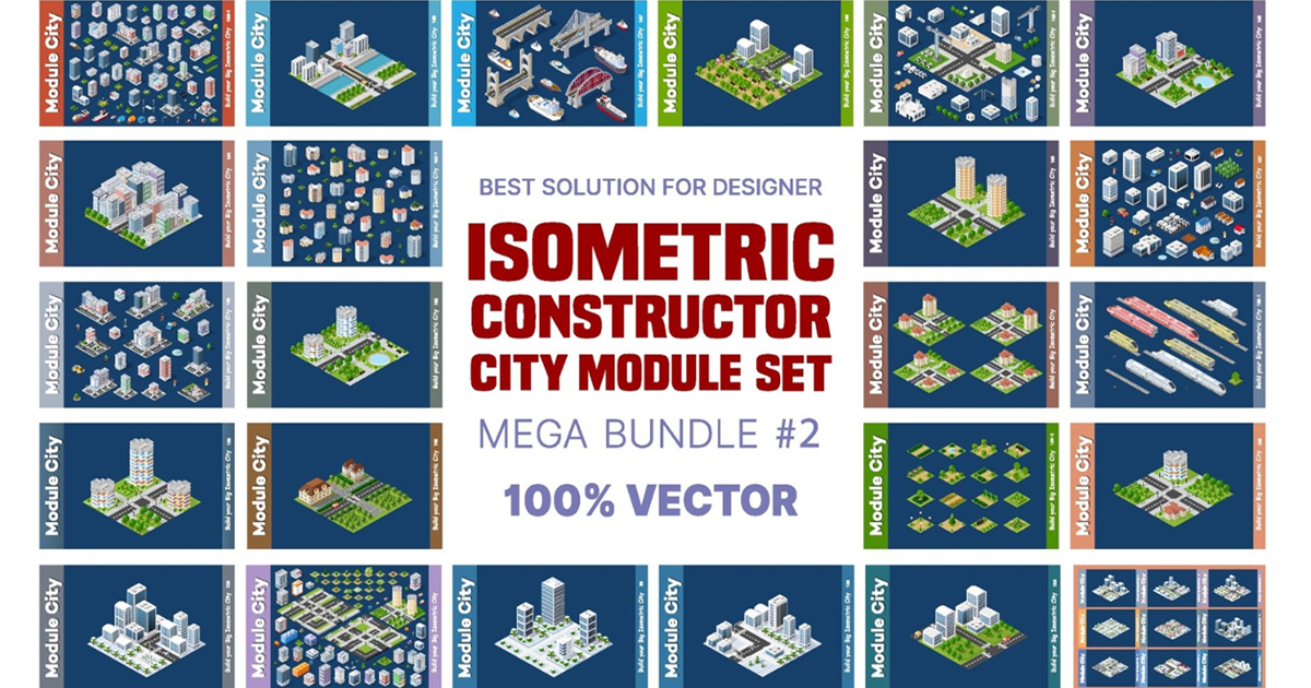 City Isometric Illustration Bundle · Creative Fabrica