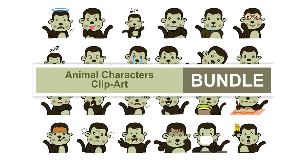 Animal Characters Clip Art Bundle Bundle · Creative Fabrica