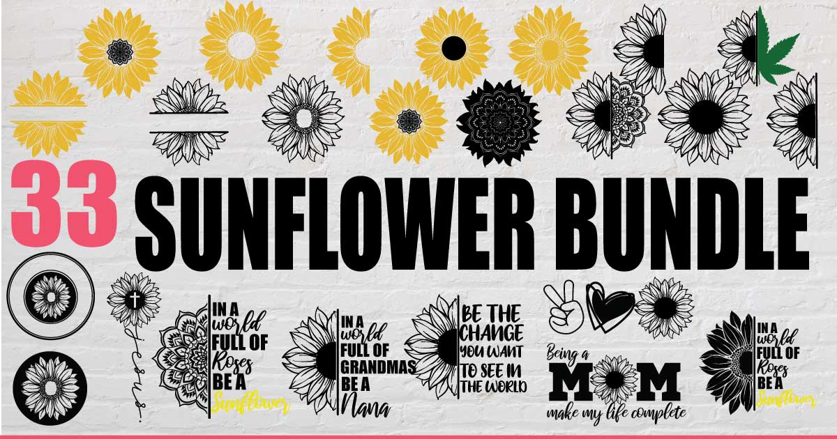 33 Sunflower Designs Bundle Bundle · Creative Fabrica