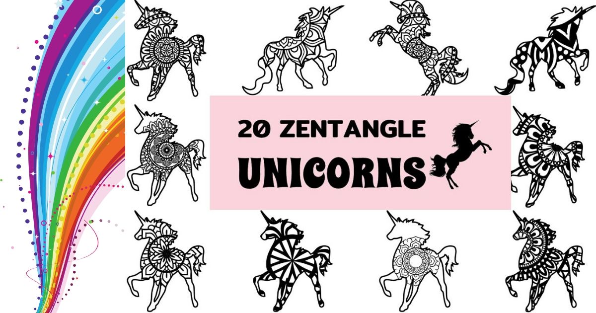Unicorn Zentangle Bundle Bundle · Creative Fabrica