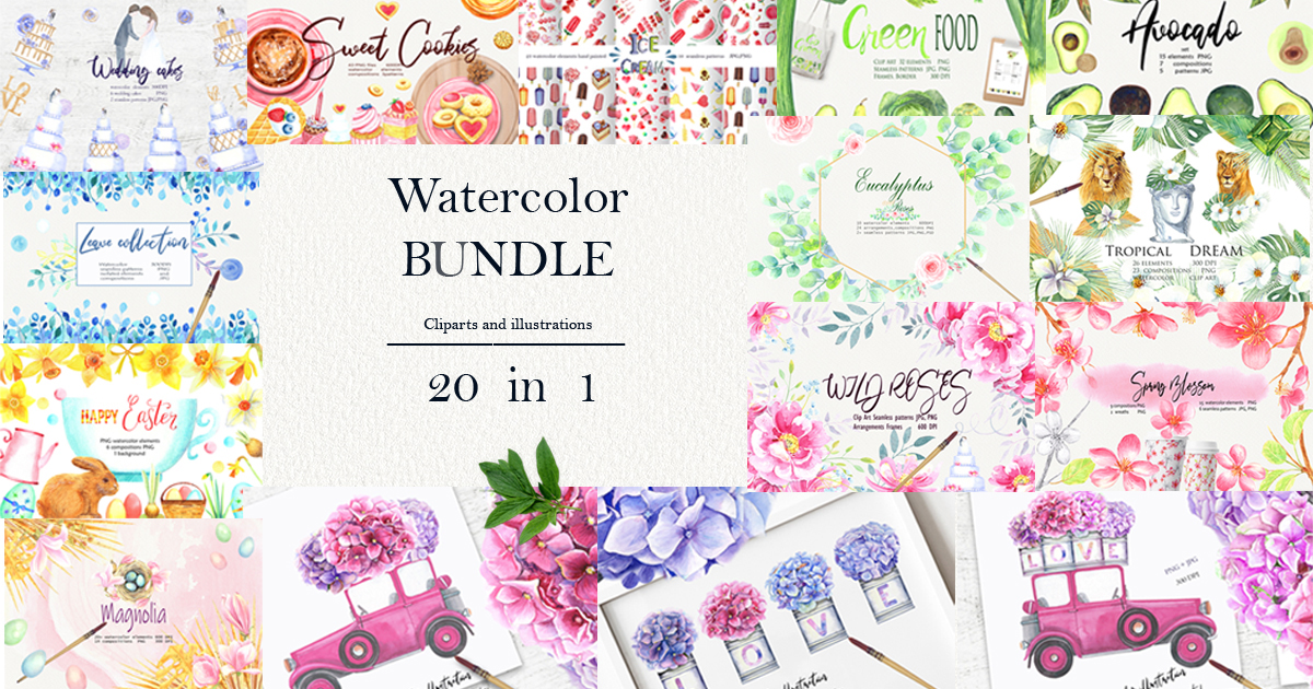 Watercolor Bundle Bundle · Creative Fabrica