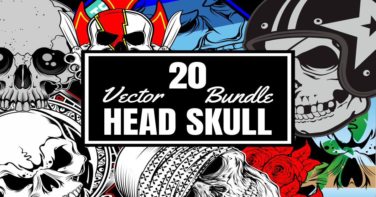 20 Head Skull Bundle Bundle · Creative Fabrica