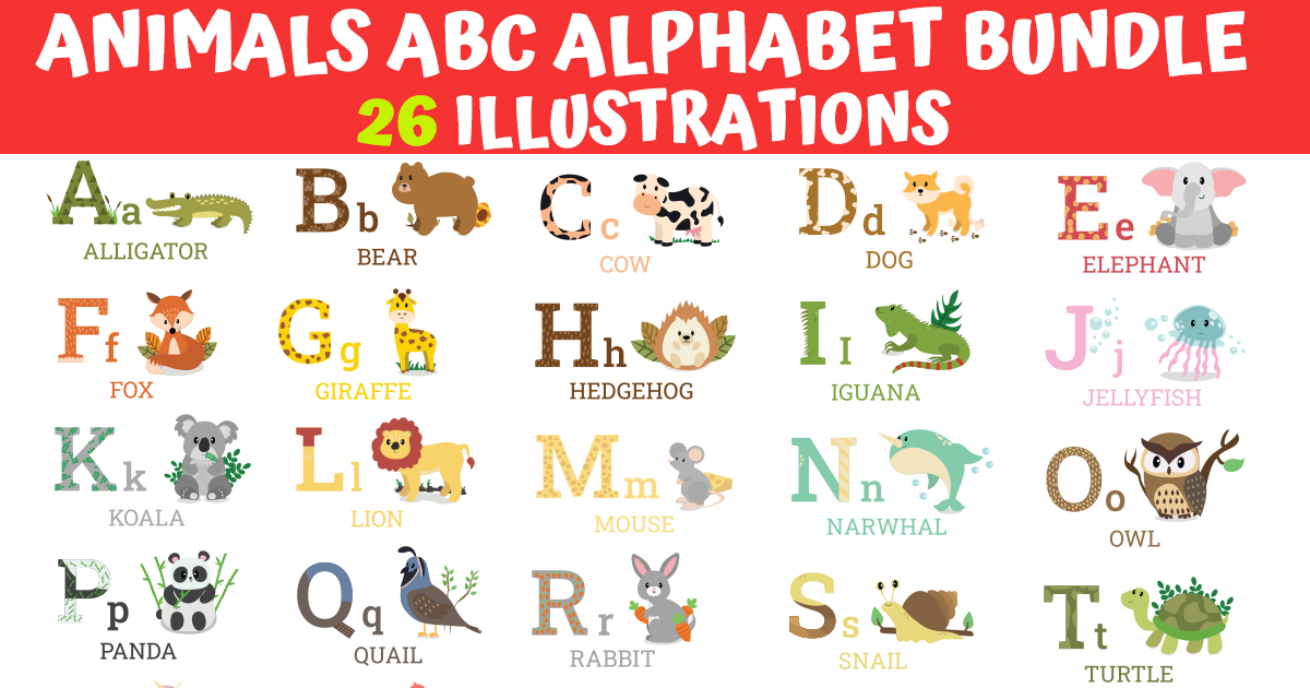Animals ABC Alphabet Bundle Bundle · Creative Fabrica