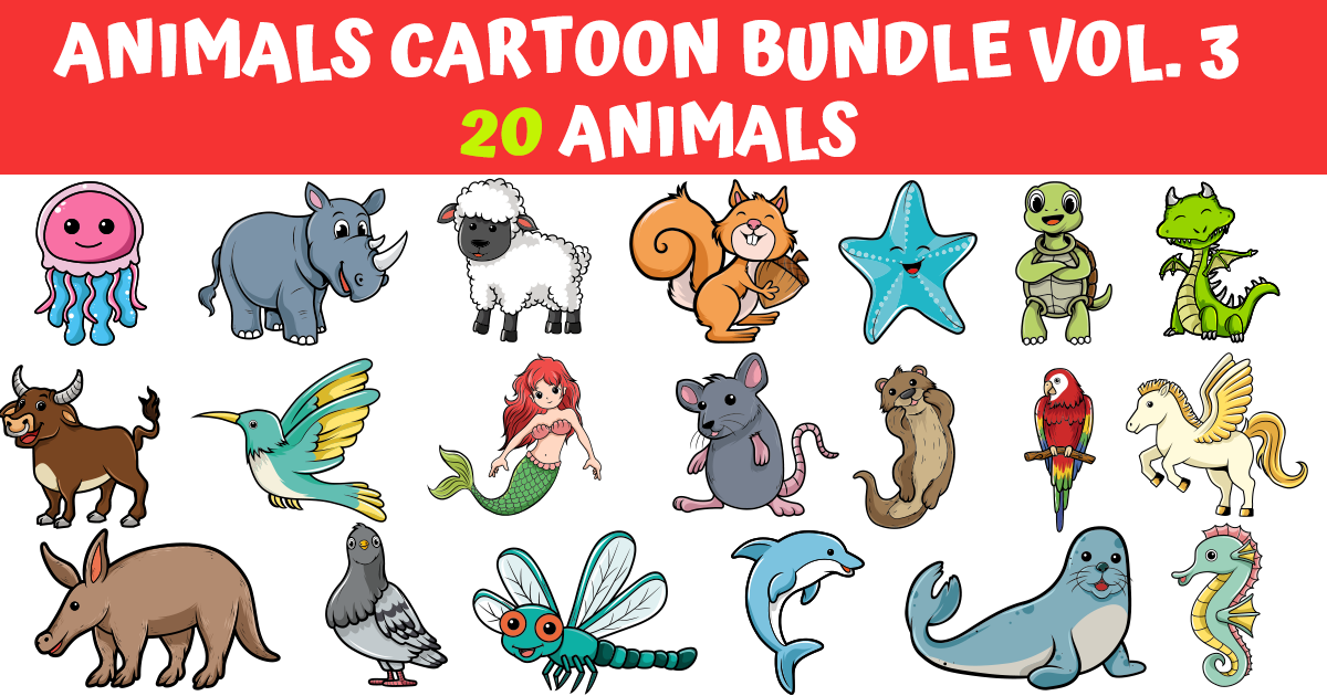 Animals Cartoon Bundle Vol.3 Bundle · Creative Fabrica