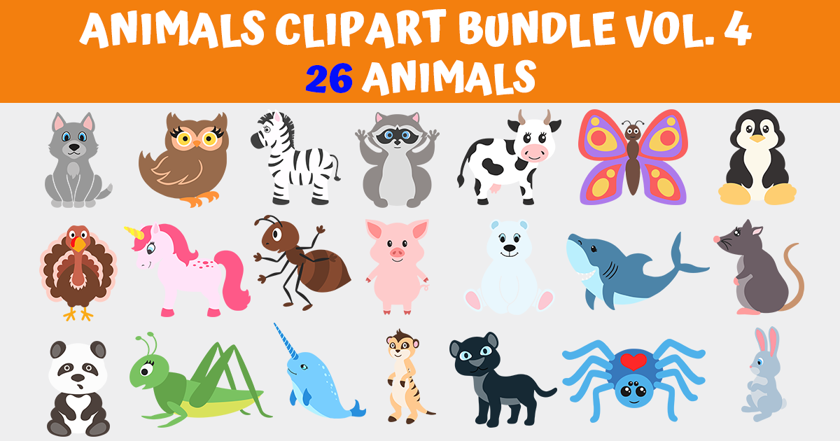 Animals Clipart Bundle Vol. 4 Bundle · Creative Fabrica