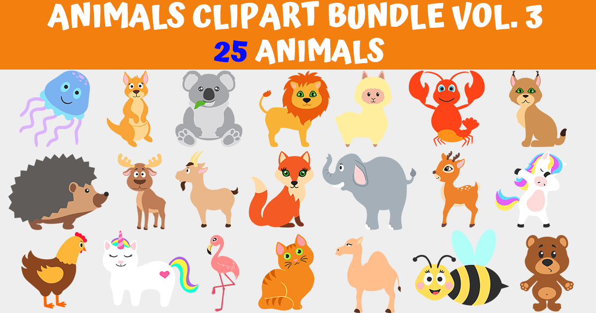 Animals Clipart Bundle Vol. 3 Bundle · Creative Fabrica