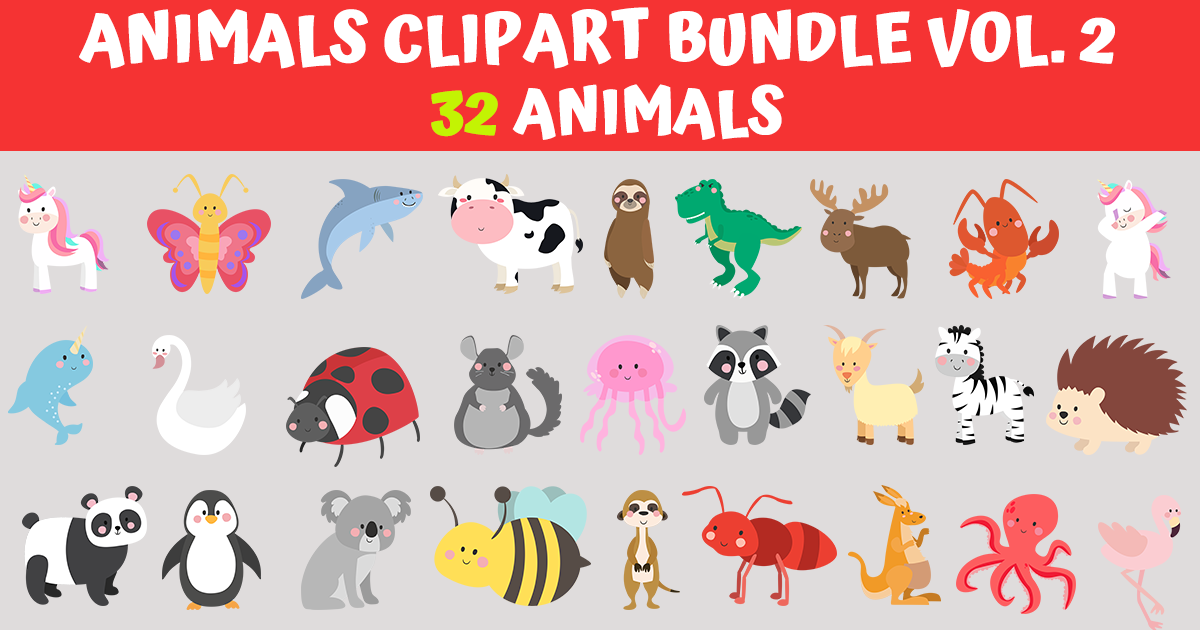 Animals Clipart Bundle Vol. 2 Bundle · Creative Fabrica
