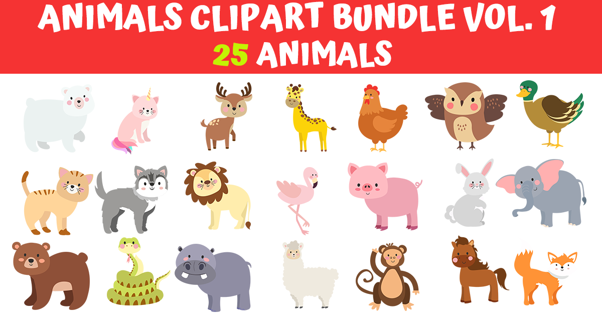 Animals Clipart Bundle Vol. 1 Bundle · Creative Fabrica