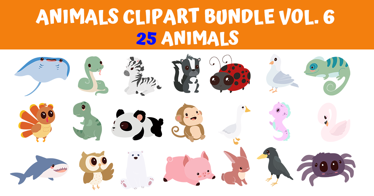 Animals Clipart Bundle Vol. 6 Bundle · Creative Fabrica