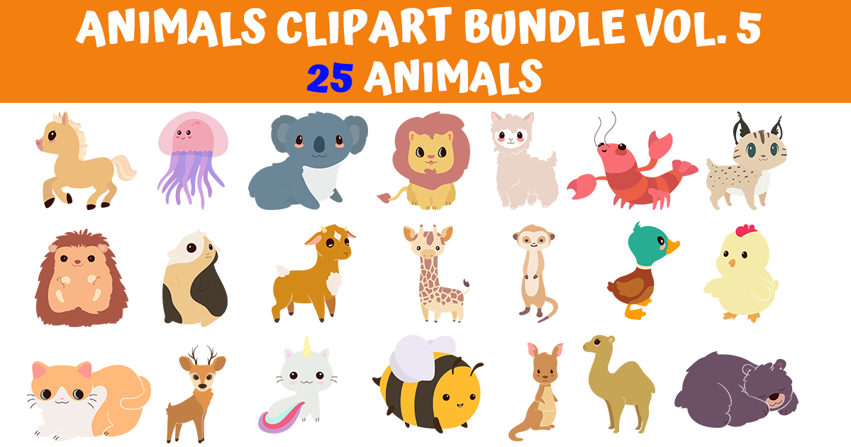 Animals Clipart Bundle Vol. 5 Bundle · Creative Fabrica