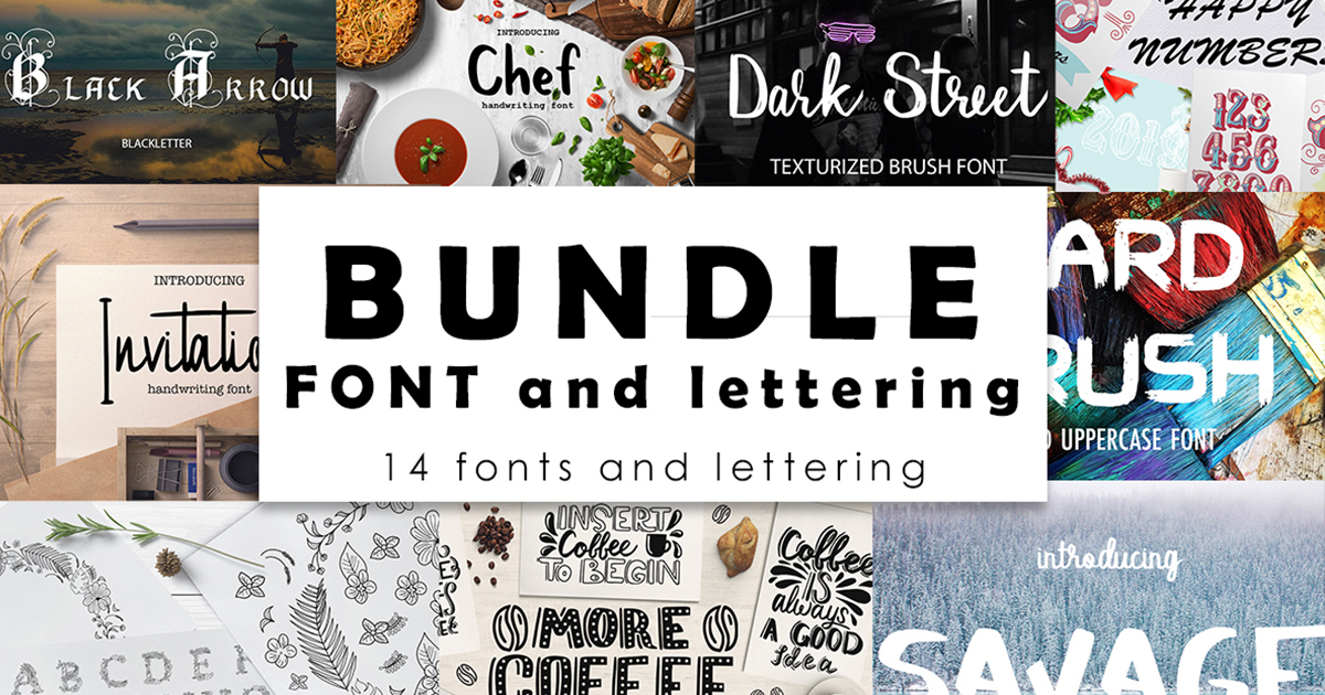 Font and Lettering Bundle Bundle · Creative Fabrica