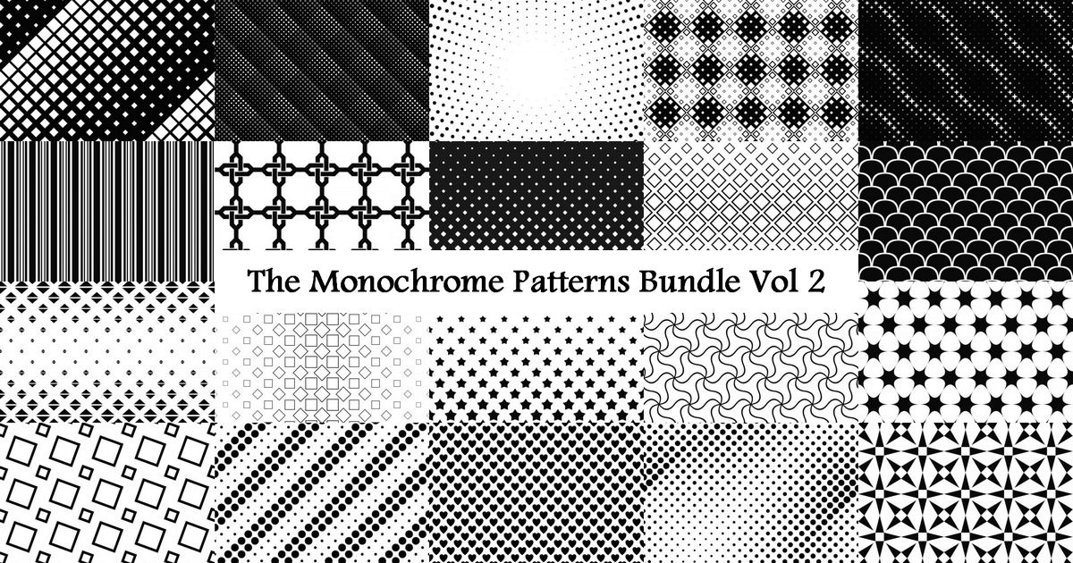 The Monochrome Patterns Bundle Vol 2 Bundle · Creative Fabrica