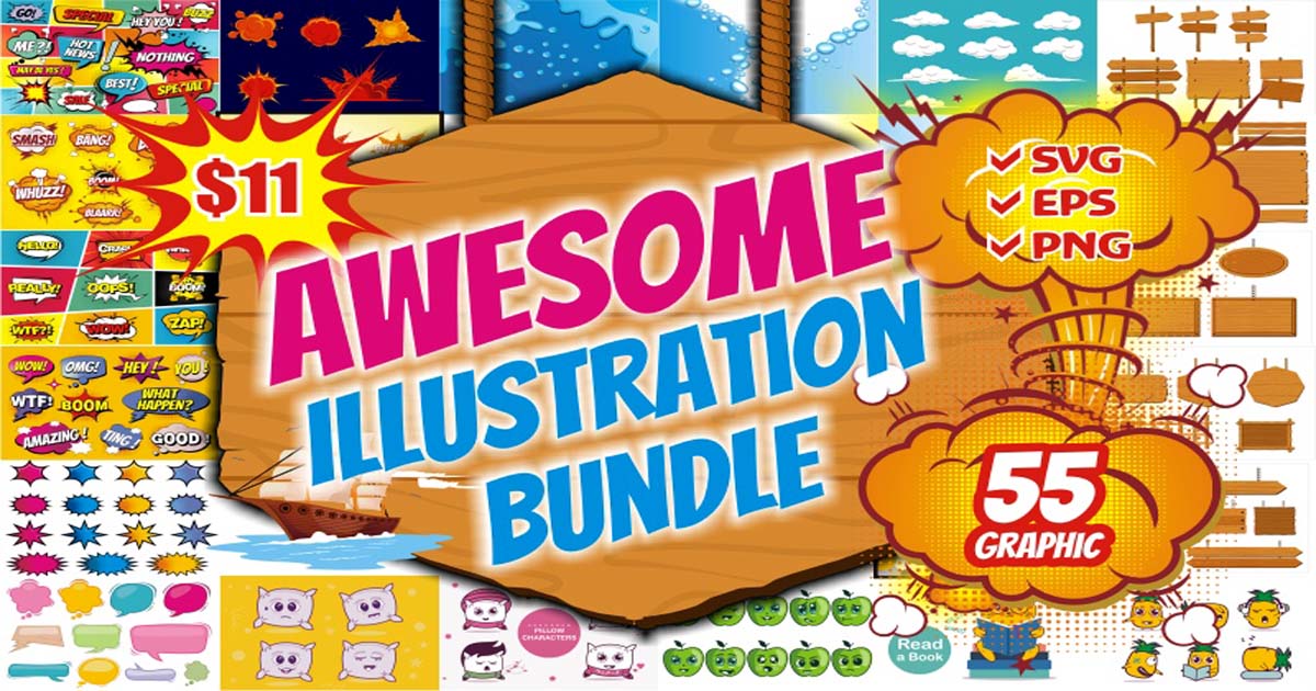 Awesome Illustration Bundle Bundle · Creative Fabrica