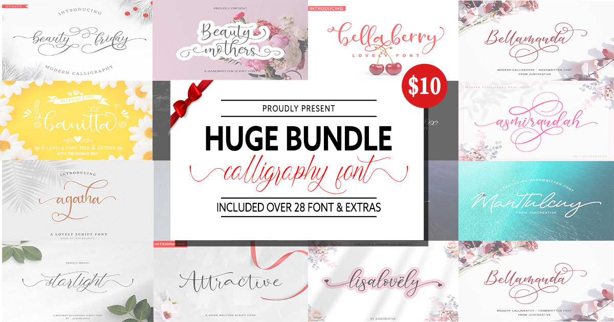 Huge Bundle - Calligraphy Fonts Bundle · Creative Fabrica