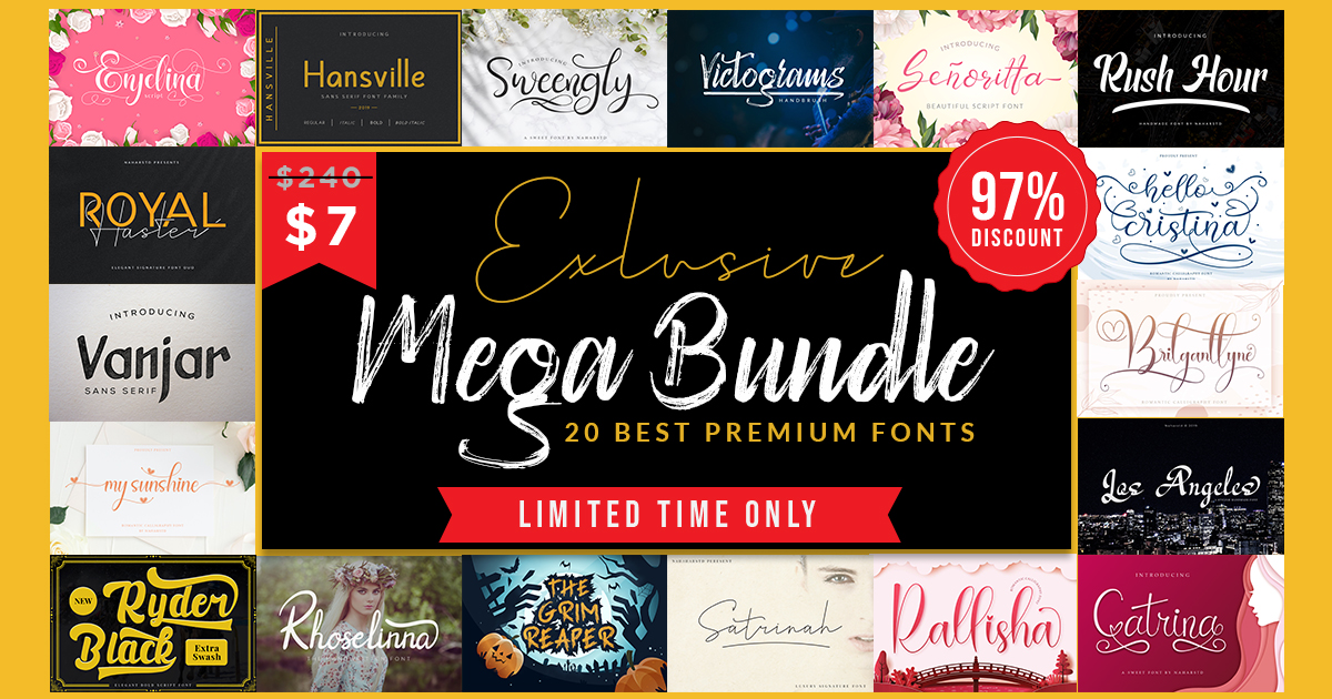 Exclusive Mega Fonts Bundle Bundle · Creative Fabrica