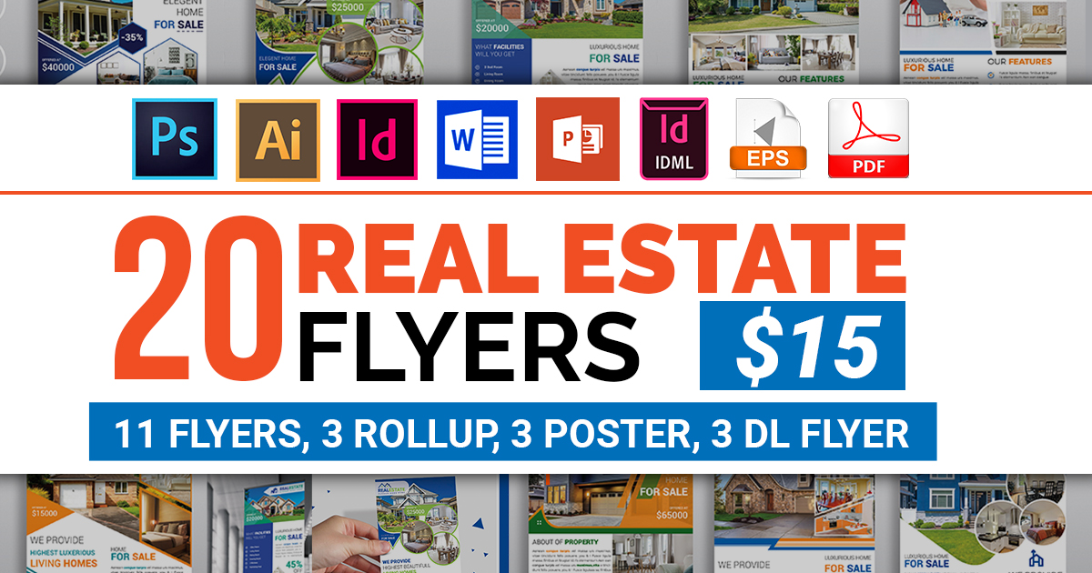 20 Real Estate Flyers Bundle Bundle · Creative Fabrica