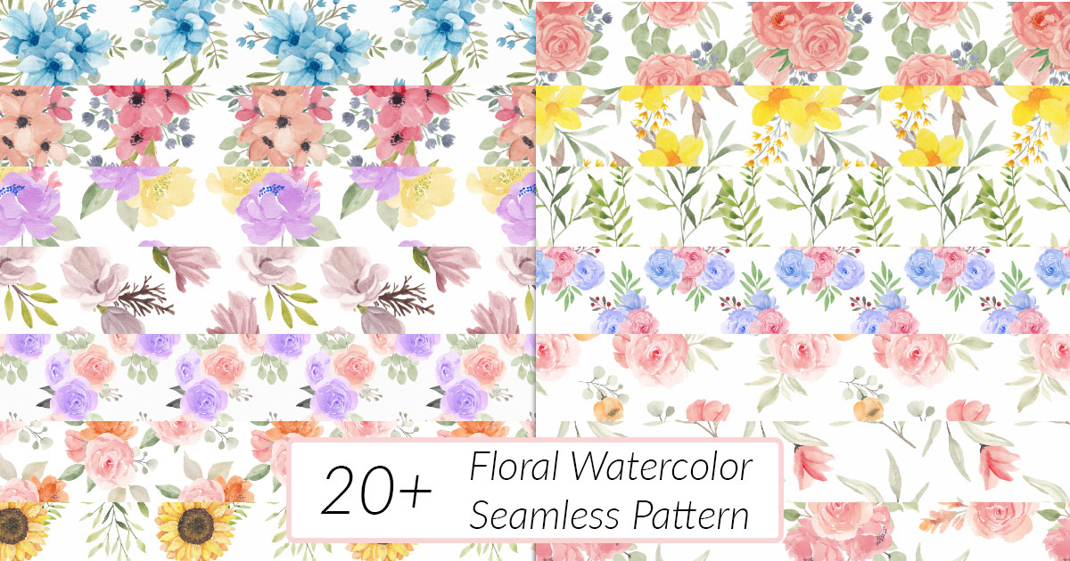 Floral Watercolor Seamless Pattern Bundle Bundle · Creative Fabrica