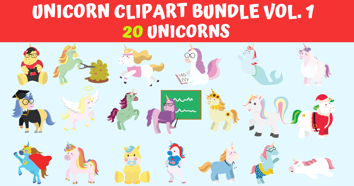 Unicorn Clipart Bundle Vol. 1 Bundle · Creative Fabrica