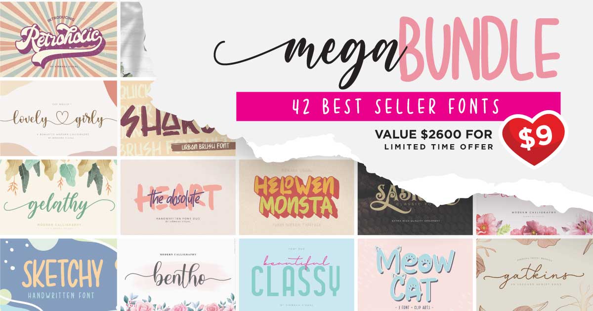 Mega Font Bundle Bundle · Creative Fabrica