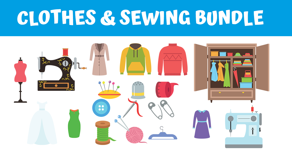 Clothes & Sewing Bundle Bundle · Creative Fabrica