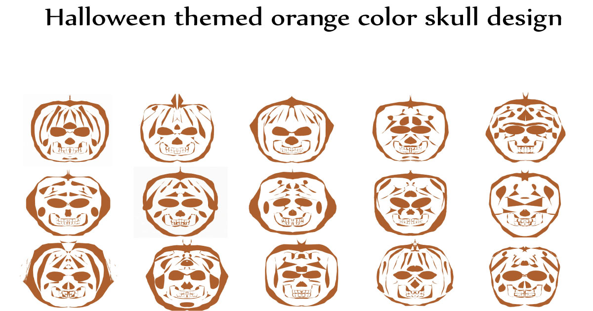 Halloween Themed Orange Skull Bundle Bundle · Creative Fabrica