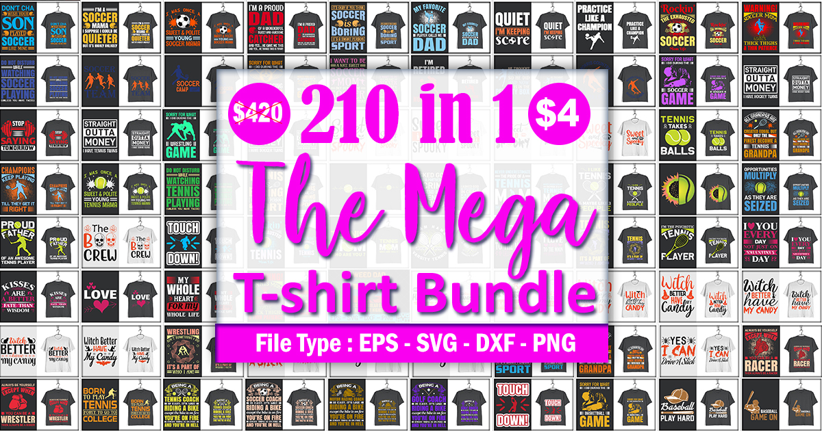 The Mega T-shirt Designs Bundle Bundle · Creative Fabrica