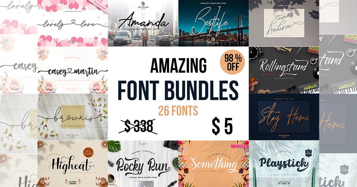 Amazing Fonts Bundle Bundle · Creative Fabrica