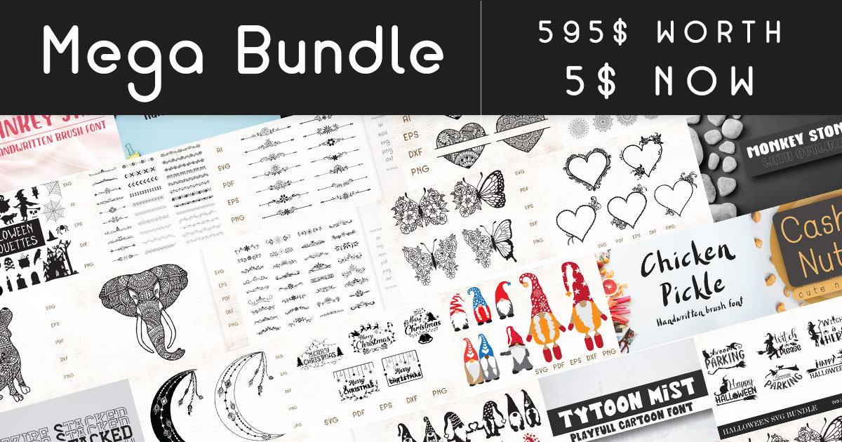 Mega Fonts & Crafts Bundle Bundle · Creative Fabrica
