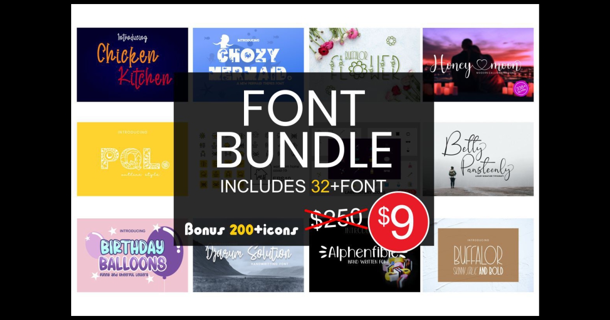 The Mega Font Bundle Bundle · Creative Fabrica