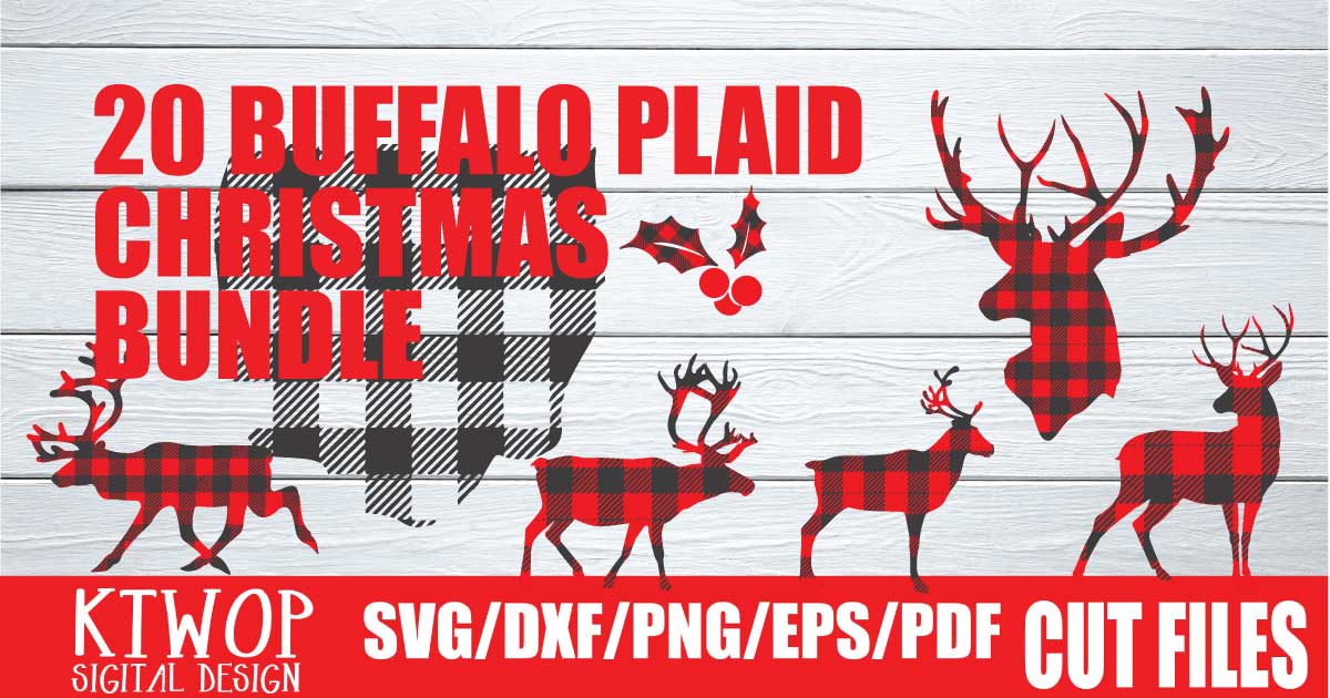 Buffalo Plaid Christmas Deer Bundle Bundle · Creative Fabrica