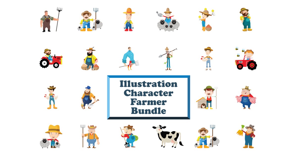 Farmer Illustrations Bundle Bundle · Creative Fabrica