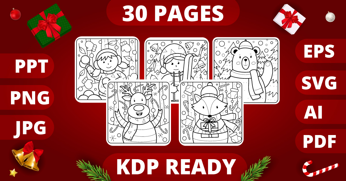 Christmas Coloring Pages for Kids Bundle Bundle · Creative Fabrica