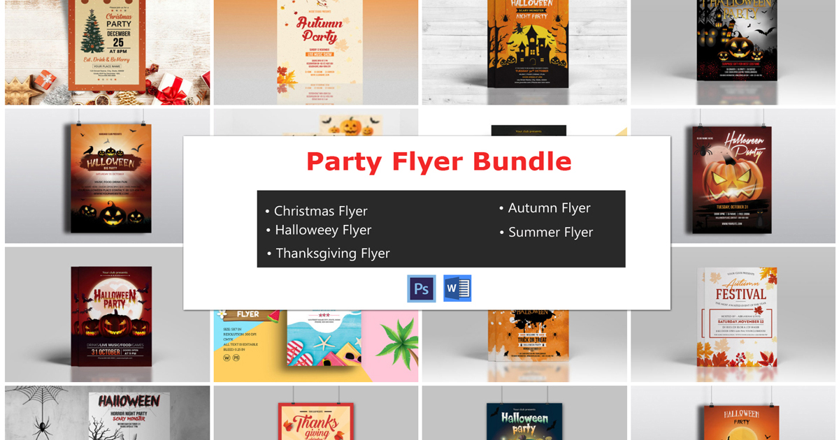 Printable Party Flyer Bundle Bundle · Creative Fabrica