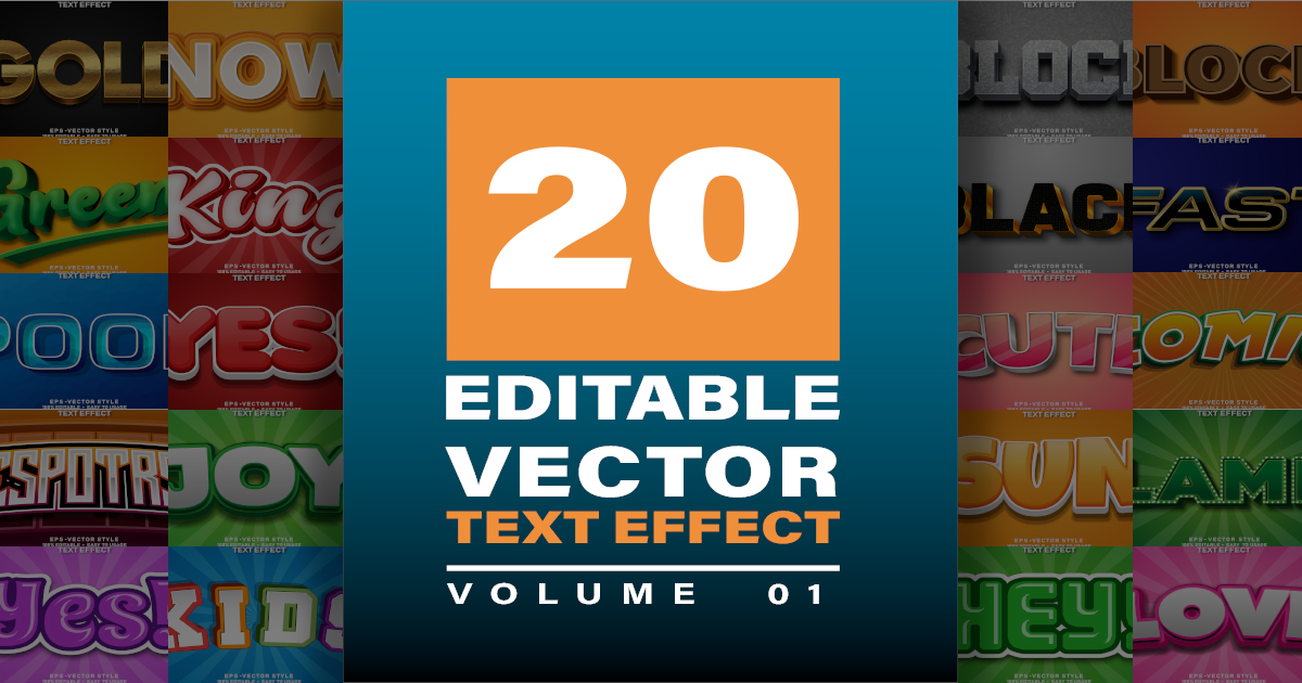 Editable Vectors Text Effect Bundle Vol 01 Bundle · Creative Fabrica