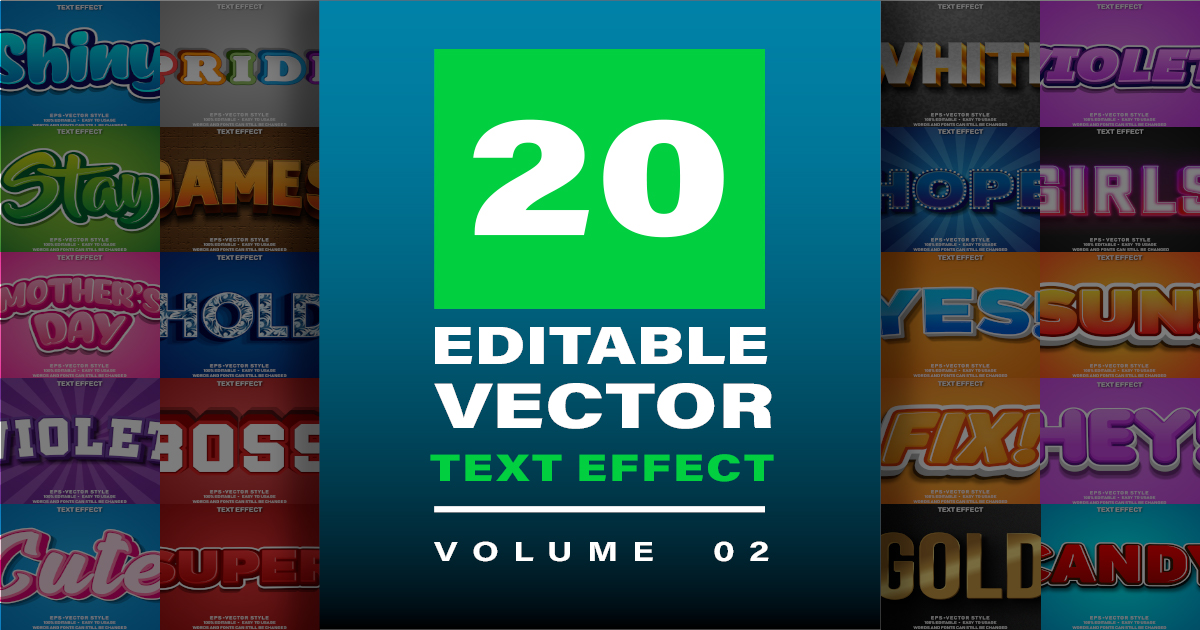 Vectors Text Effect Bundle - Vol 02 Bundle · Creative Fabrica