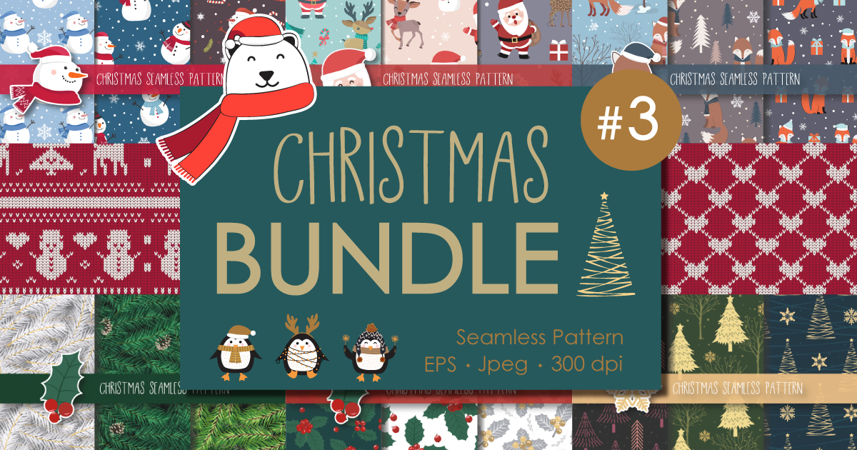 Big Christmas Seamless Bundle Bundle · Creative Fabrica