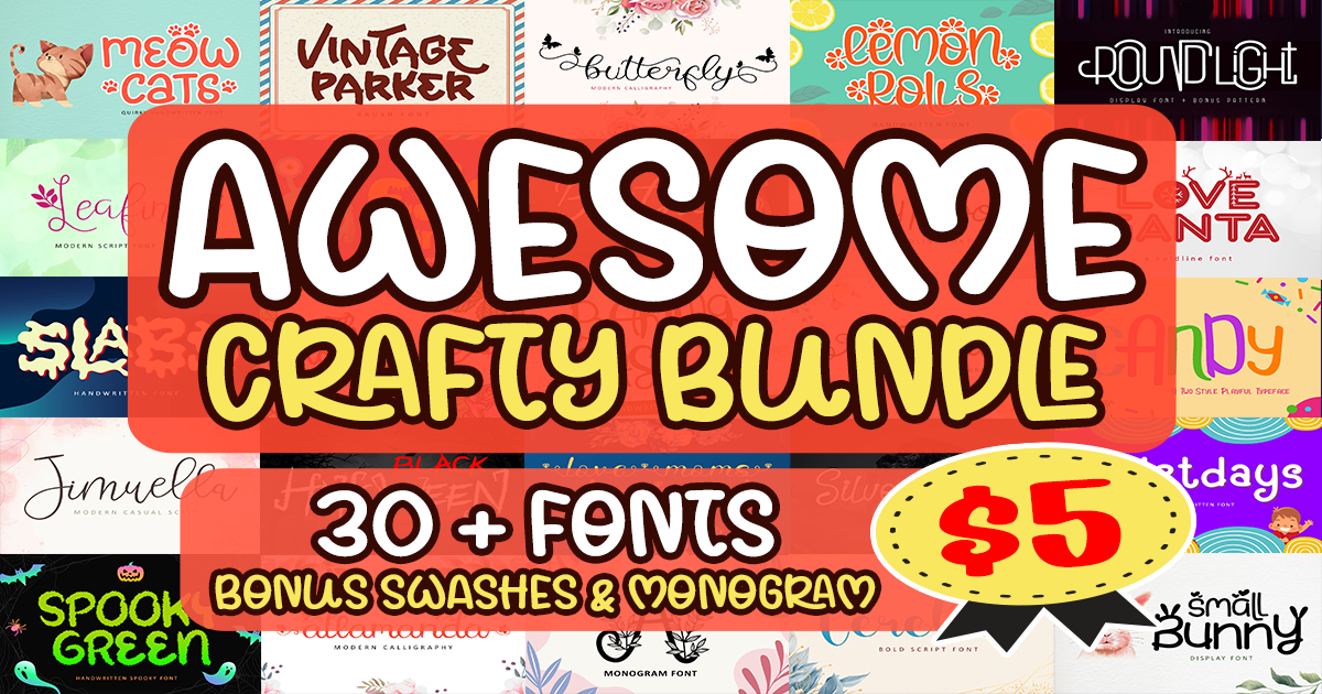 Awesome Crafty Font Bundle - Vol. 01 Bundle · Creative Fabrica