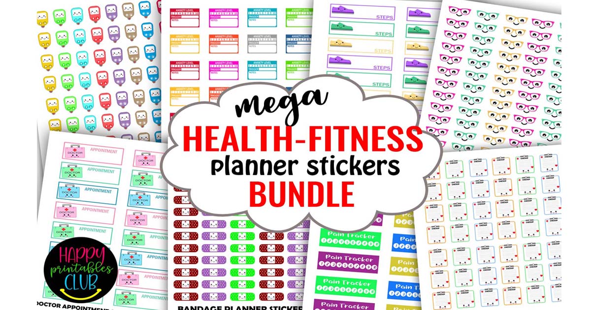 Health Fitness Planner Stickers Bundle Bundle · Creative Fabrica