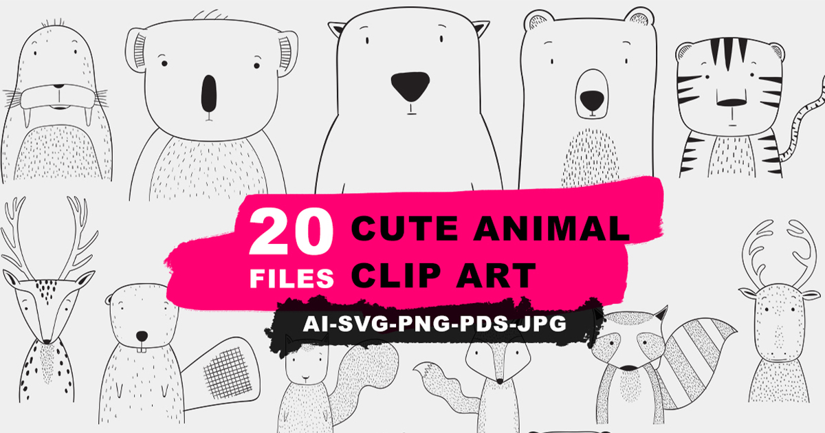 Cute Animal Clip Art Bundle Bundle · Creative Fabrica
