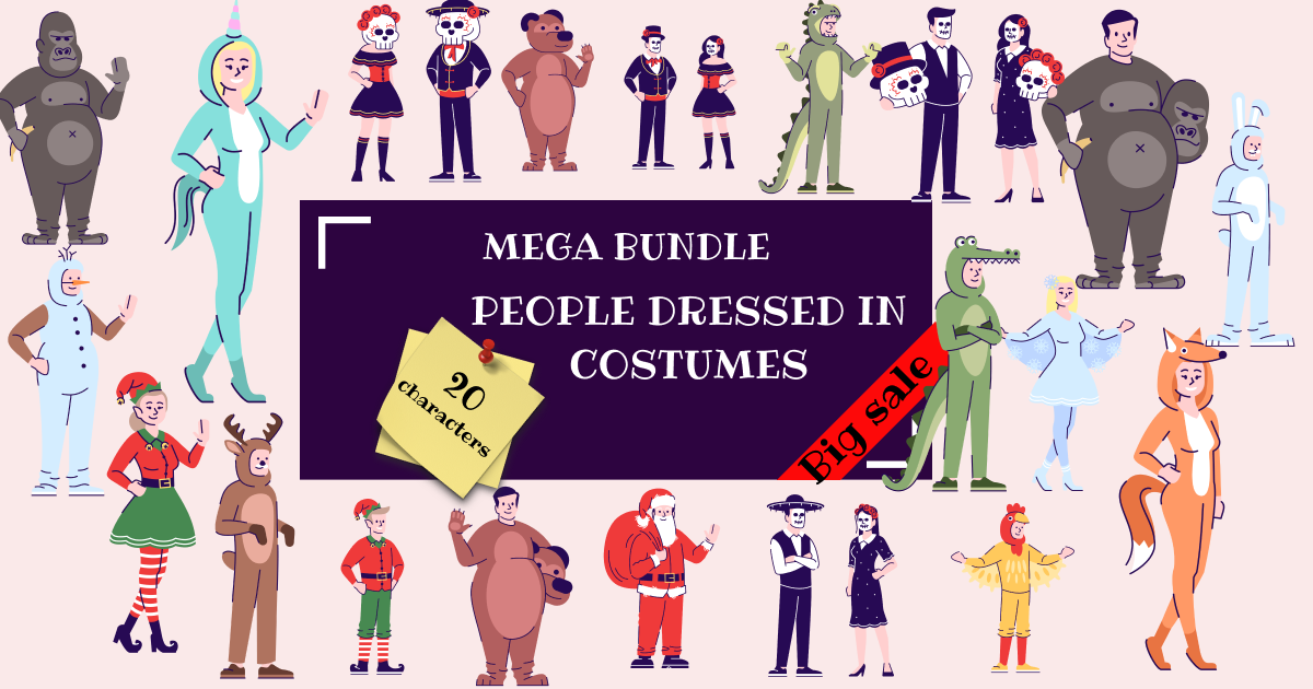 People in Festive Costumes Bundle Bundle · Creative Fabrica
