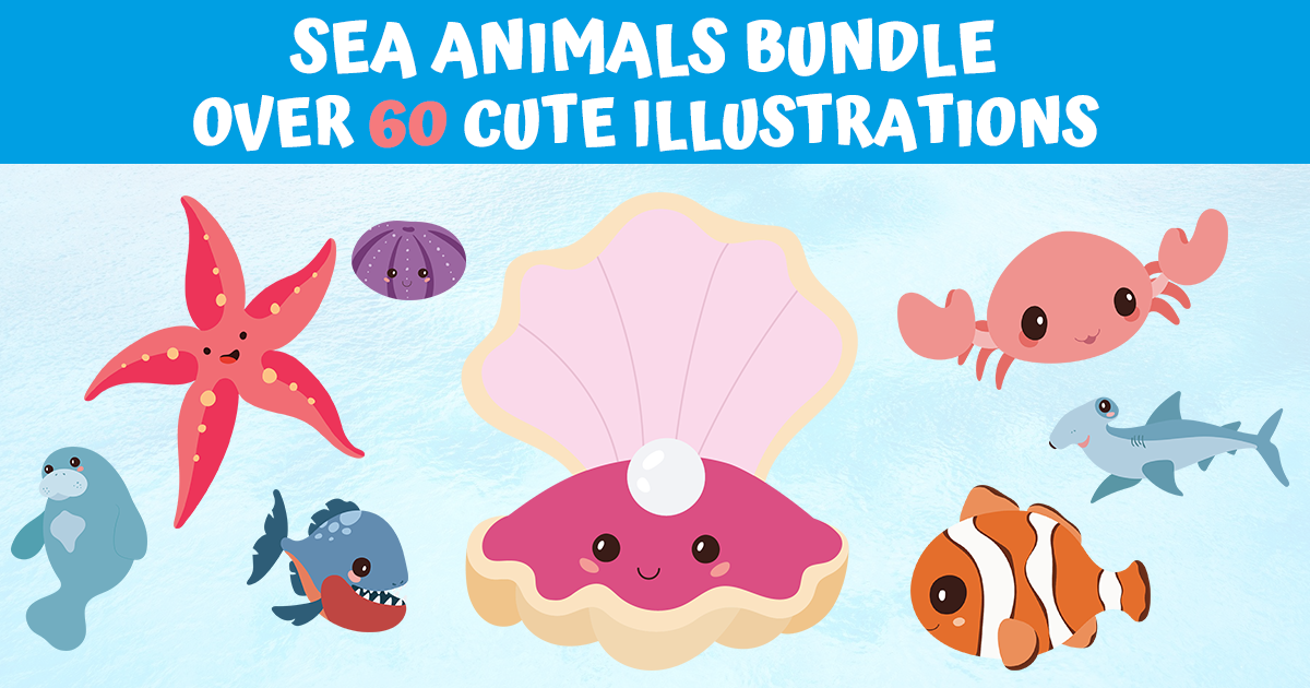 Sea Animals Under Water Bundle Bundle · Creative Fabrica