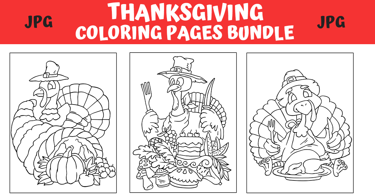 Thanksgiving Coloring Pages Bundle Bundle · Creative Fabrica