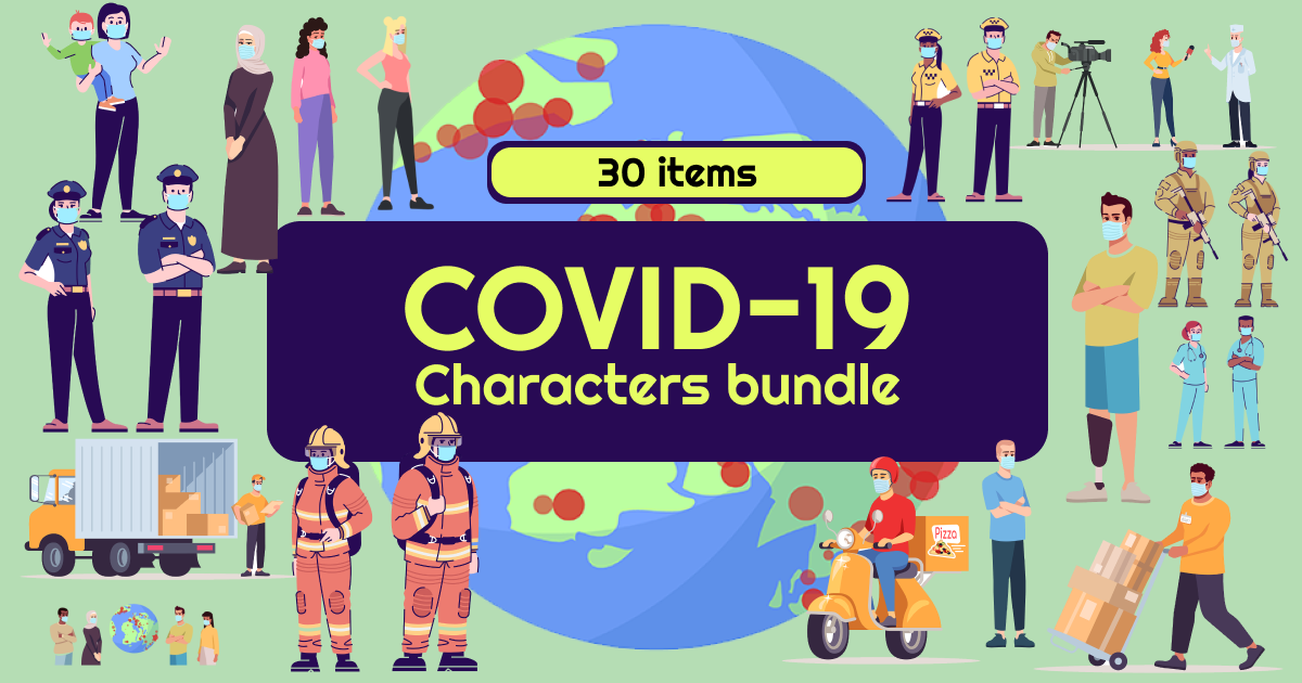 Covid-19 Characters Bundle Bundle · Creative Fabrica