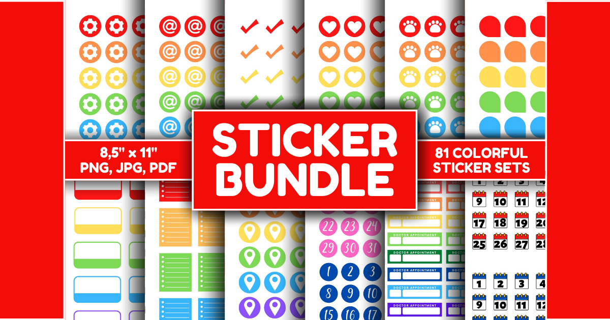Colorful Sticker Bundle Bundle · Creative Fabrica
