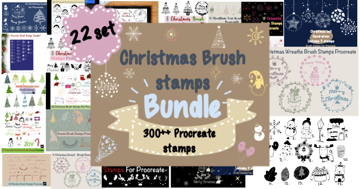 Christmas Brushes Stamps Bundle Bundle · Creative Fabrica