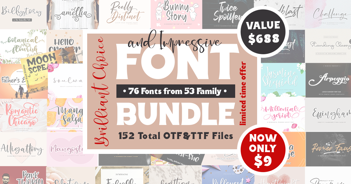 Impressive Font Bundle Bundle · Creative Fabrica